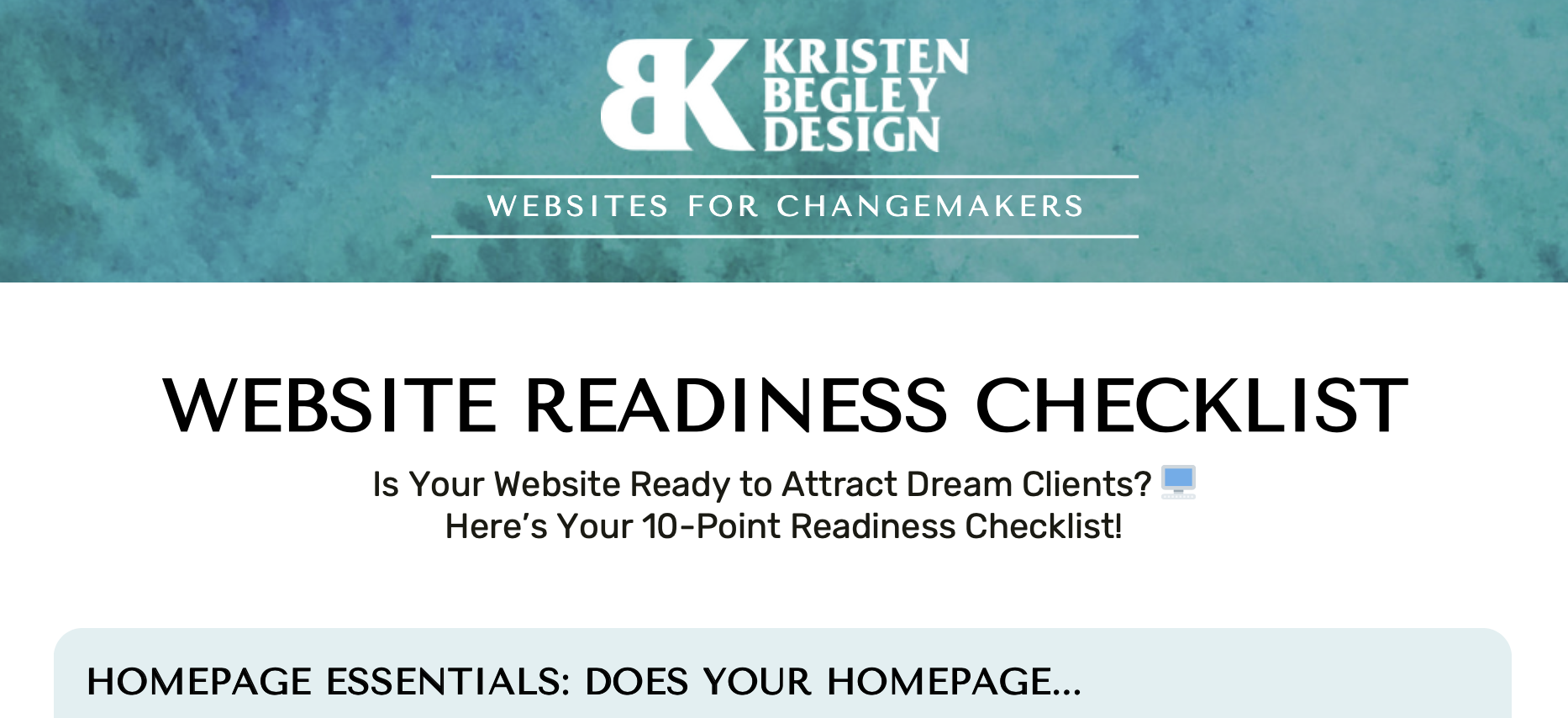 Website Readiness Checklist | Kristen Begley Design